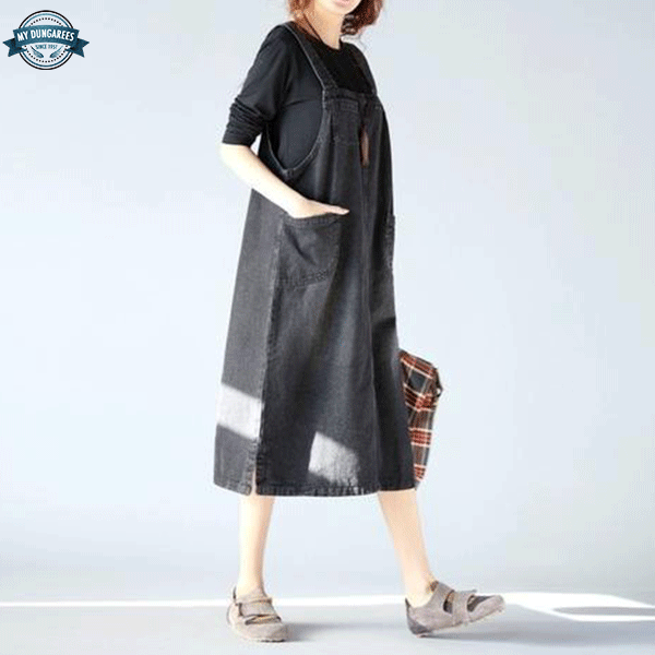 Black Denim Dungaree Dress | My Dungarees