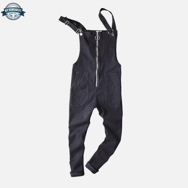 Black Zip Front Dungarees | My Dungarees