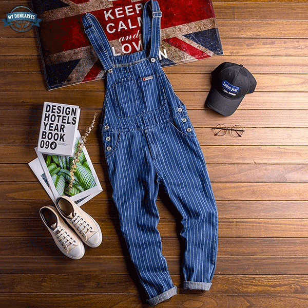 Blue and White Striped Dungarees | My Dungarees